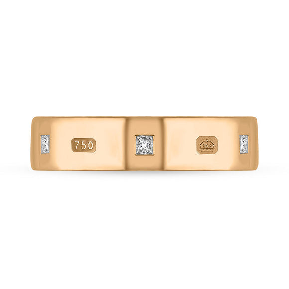 18ct Rose Gold 0.24ct Diamond King's Coronation Hallmark Princess Cut ...