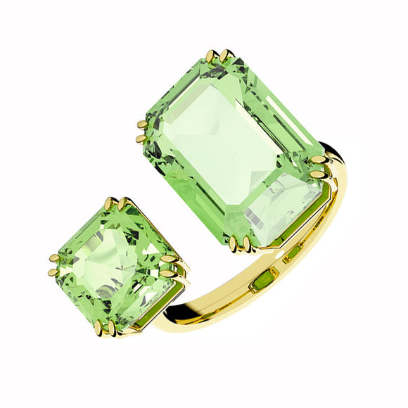 Swarovski Millenia Gold Tone Plated Green Crystal Octagon Cut Cocktail ...